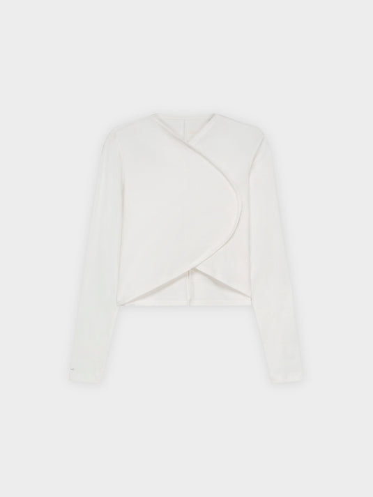 CROP CROSSOVER TEE-WHITE – Fame Off Central